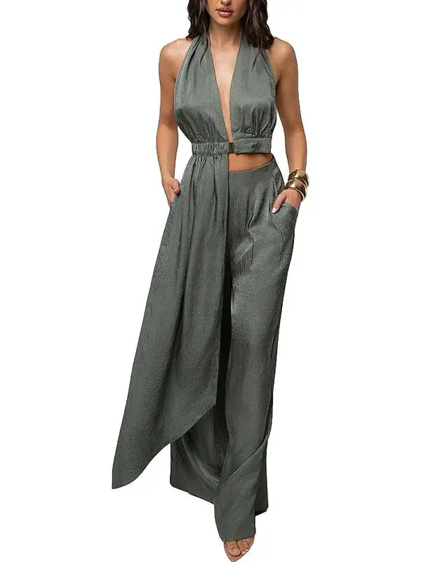 JLUXLABEL Sundown Open Back Halter Top - Seafoam