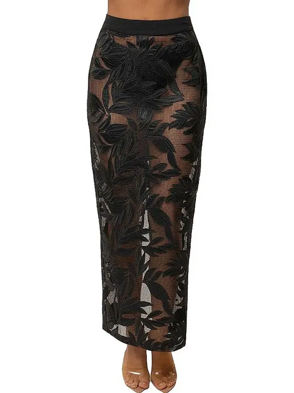 JLUXLABEL Bali Nights Embroidered Maxi Skirt - Black