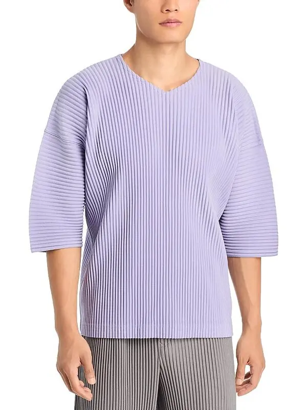 Issey Miyake Banded Loose V Neck T-shirt - Purple Hued