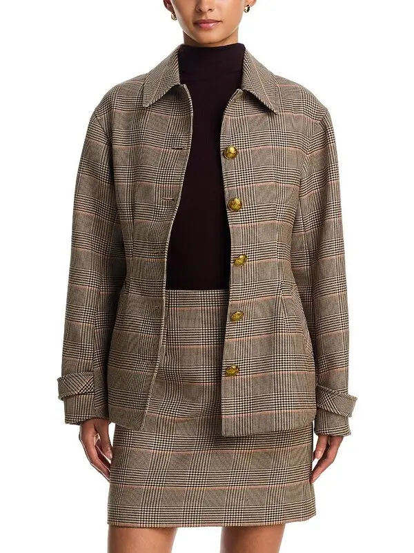 Veronica Beard Severine Single Breasted Jacket - Khaki Multi