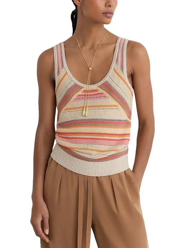 REISS Miriam Knitted Openwork Vest - Neutral/co