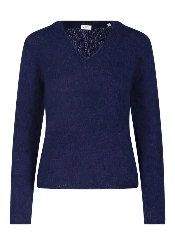 Aspesi V-neck Long Sleeve Sweater - Blue