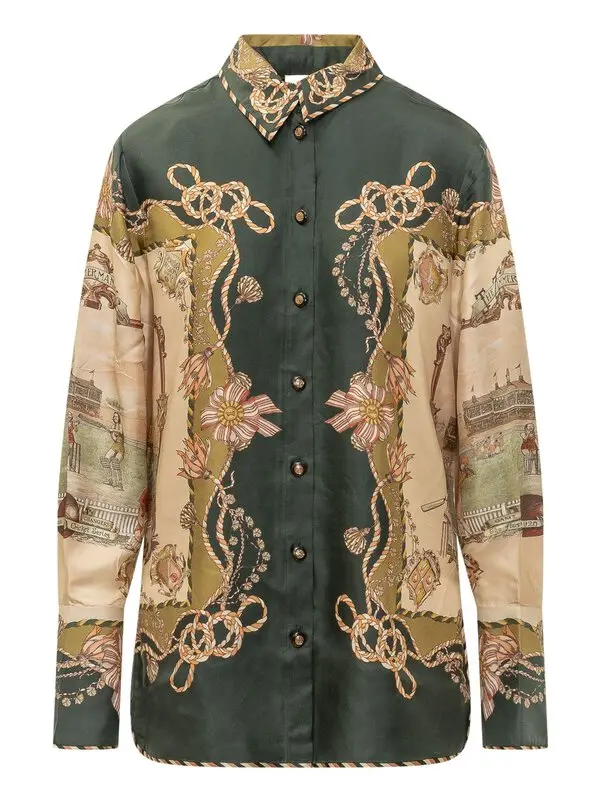 Zimmermann Valiant Twill Shirt - Forest Scarf