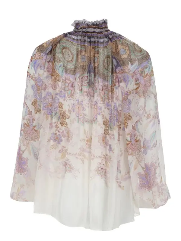 Zimmermann Printed Long Sleeve Blouse And Shorts Set - Multicolour