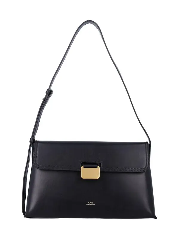 A.p.c. Leather Flap Shoulder Bag - Nero