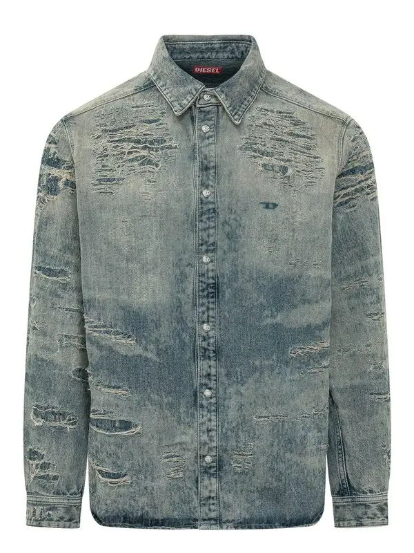 DIESEL® Distressed Button-up Shirt - Denim
