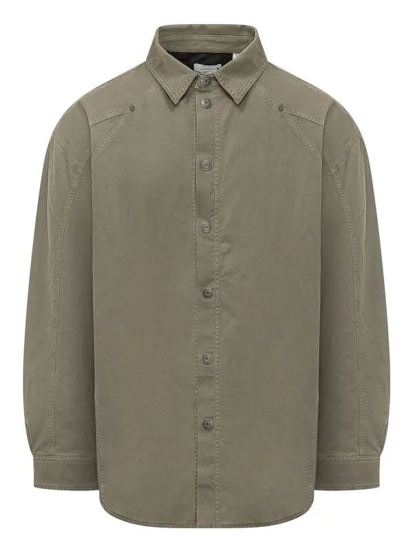 Off-White Overshirt With Racing Graphic - Dusty Olive