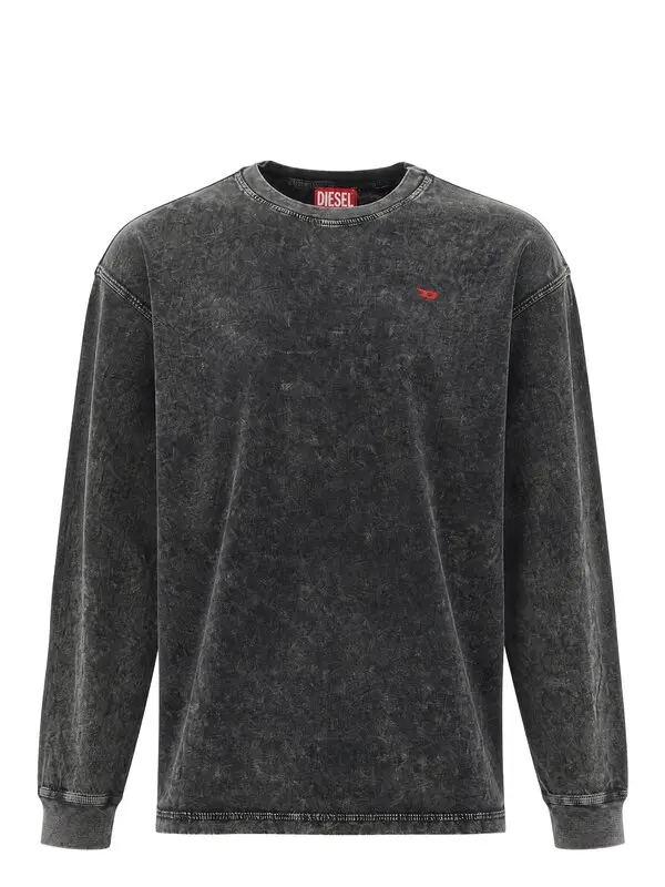 DIESEL® Washed Long-sleeve Crewneck T-shirt - Black