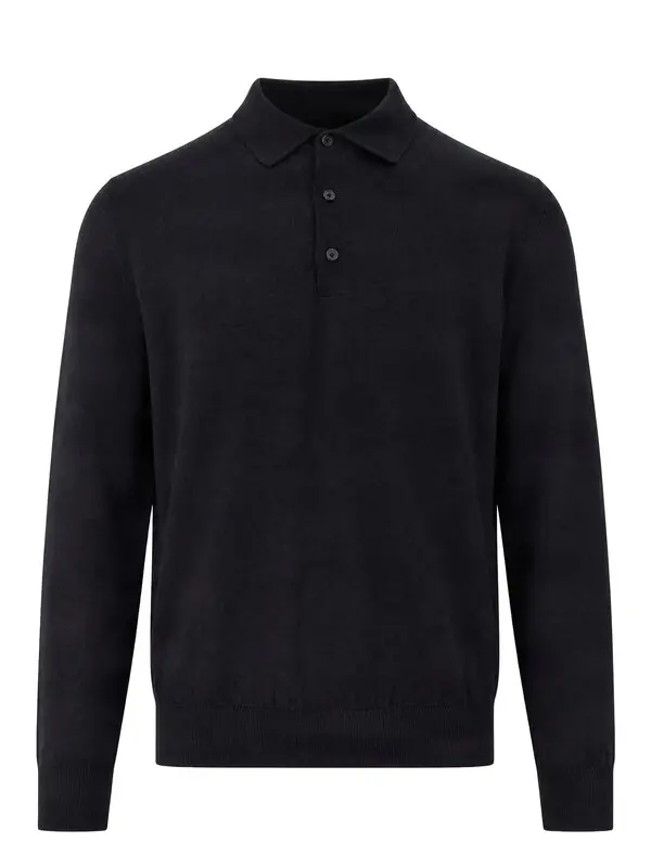 BOSS BLACK Long-sleeve Knit Polo Sweater - Black