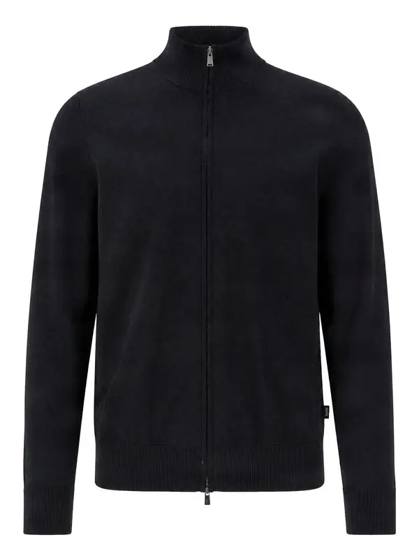 BOSS BLACK Zip-up Knit Sweater - Black