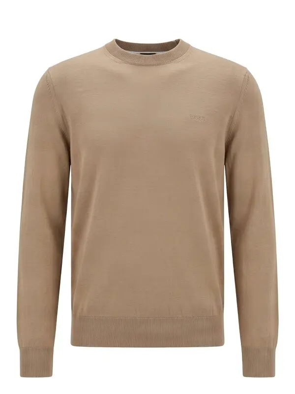 BOSS BLACK Crewneck Wool Sweater - Medium Beige