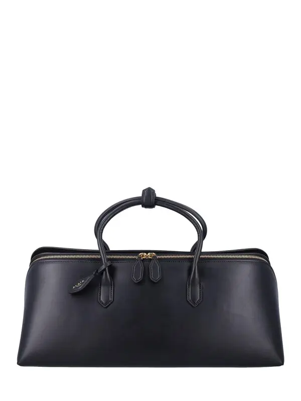 Alaïa Leather Top Handle Travel Bag - Nero