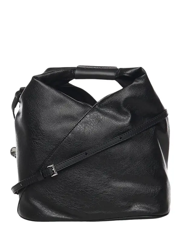 MAISON MARGIELA Leather Handbag With Embossed Logo - Nero