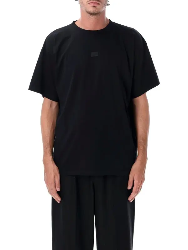 MAISON MARGIELA Oversized Cotton T-shirt With Logo Patch - Nero