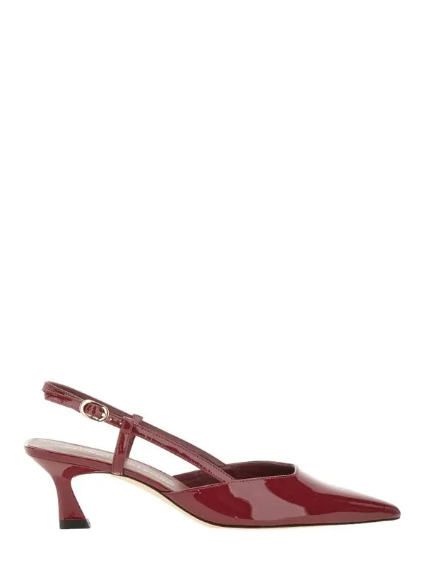 STUART WEITZMAN Coated Leather Slingback Sandals - Bordeaux