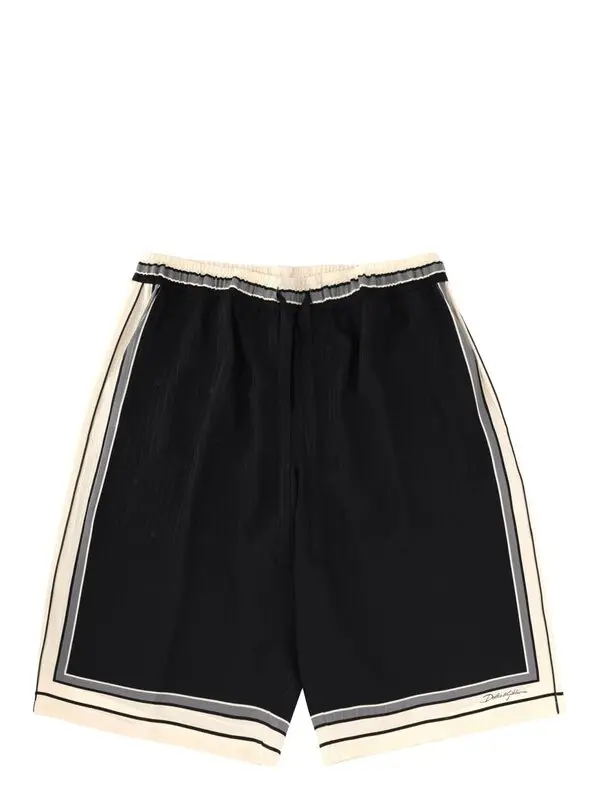 Dolce & Gabbana Silk Drawstring Shorts With Contrast Trim - Black