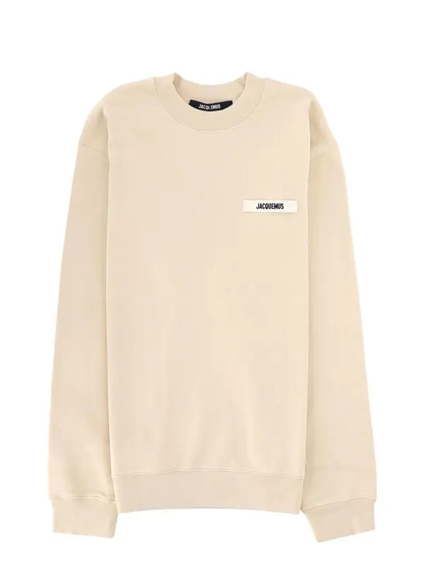 Jacquemus Cotton Crewneck Sweatshirt With Logo Detail - Beige