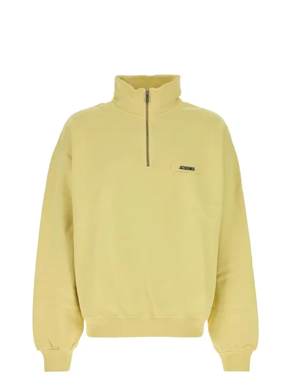 Jacquemus Half-zip Sweatshirt With Grosgrain Finish - Paleyellow