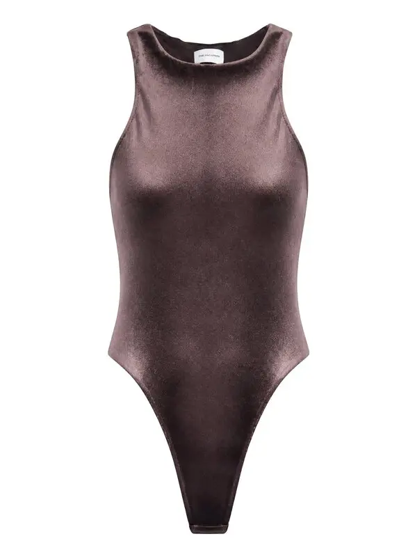 Andamane Sleeveless High-neck Bodysuit - Dark Brown
