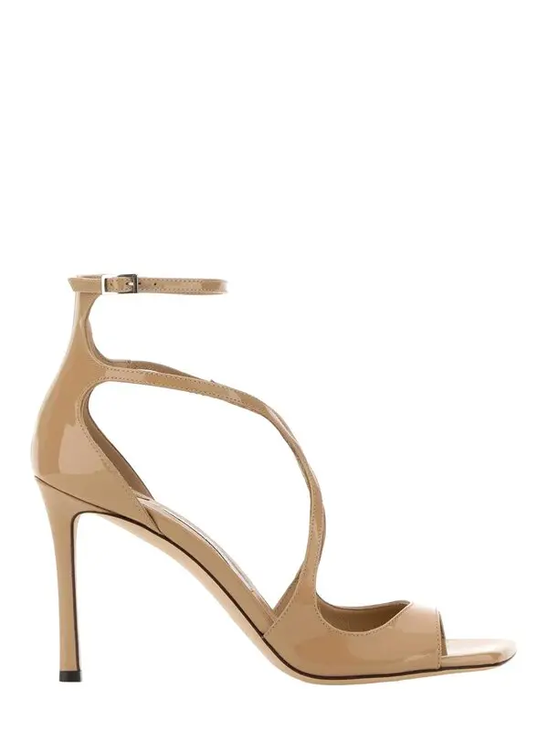 JIMMY CHOO Azia 95 Leather Stiletto Sandals - Beige O Tan