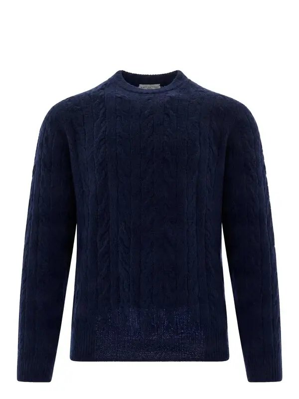 BALLANTYNE Cable-knit Crewneck Sweater - Navy