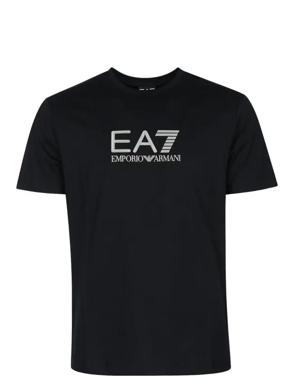 E.A.7 E. A.7 Luxury Cotton Crewneck T-shirt With Oversized Training Logo - Uc001-black
