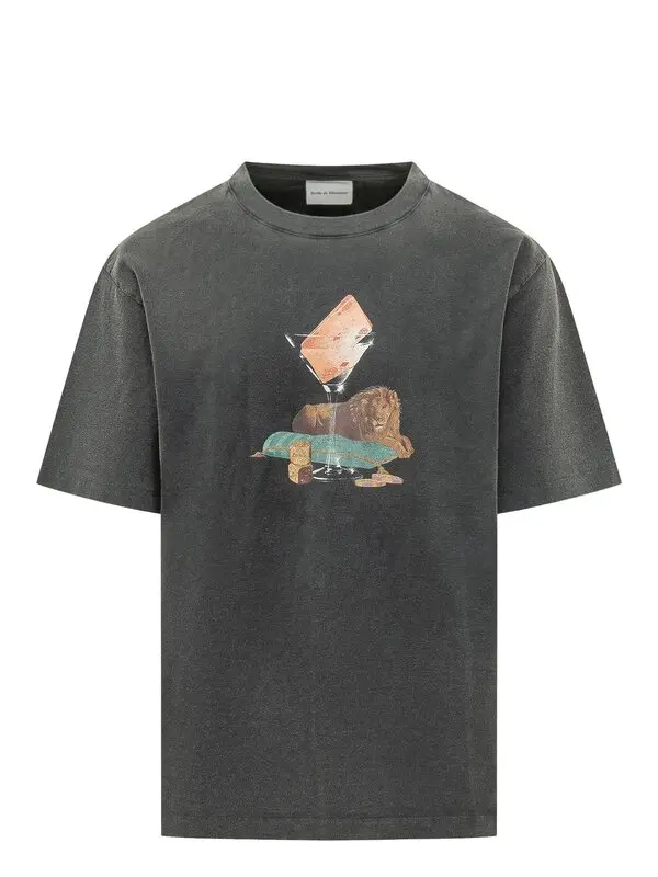 Drole De Monsieur Glass Lion Graphic T-shirt - Black