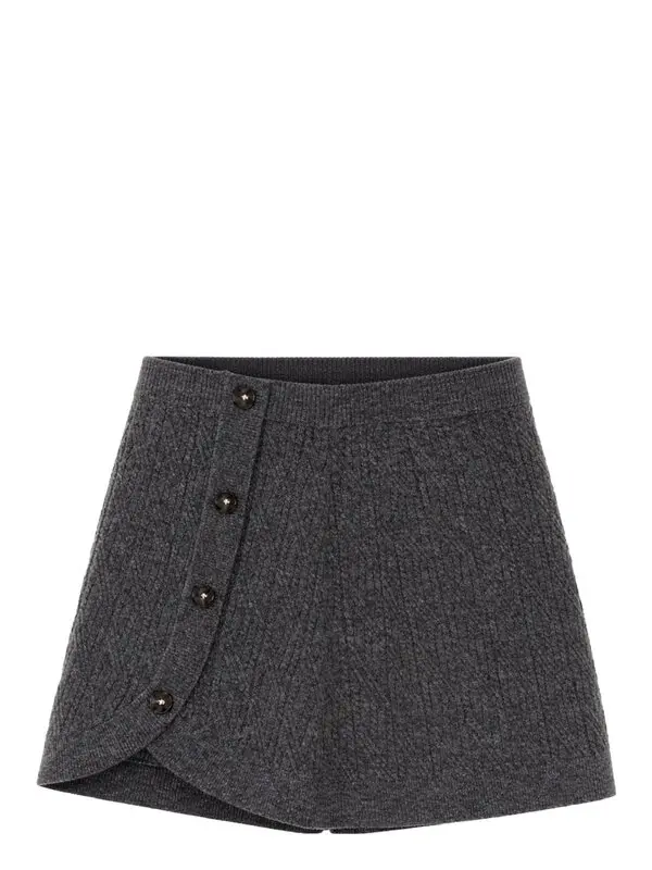 THE GARMENT Textured Knit Wrap Mini Skirt - Grey