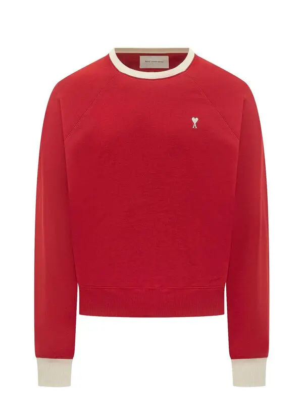 AMI Paris Two-tone Crewneck Sweatshirt - Rouge Rubis
