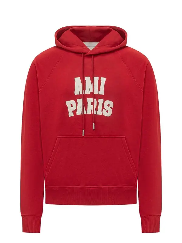 AMI Paris Hoodie With Logo Detail - Rouge Rubis