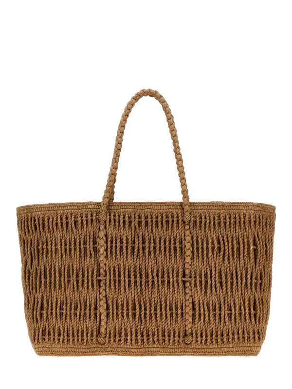 THE ROW Raffia Georgica Shopping Handbag - Camel