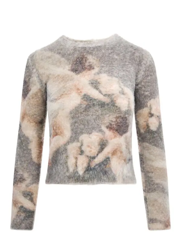 Fiorucci Fuzzy Floral Sweater - Brown
