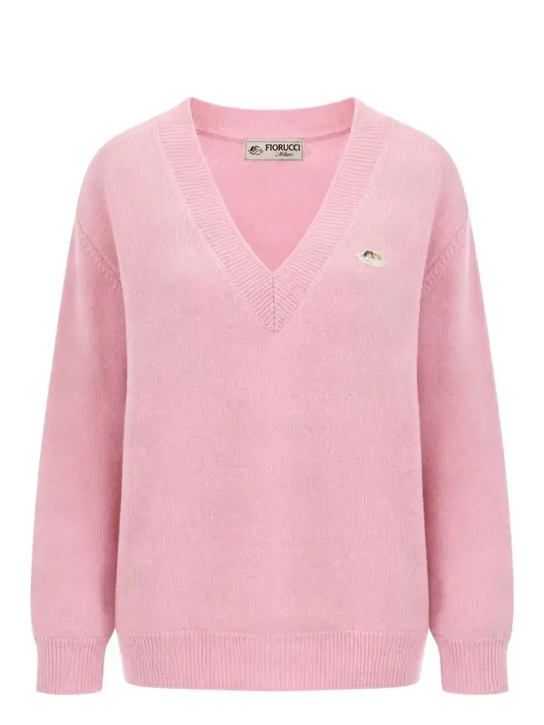 Fiorucci V-neck Wool-cashmere Oversized Sweater - Pink