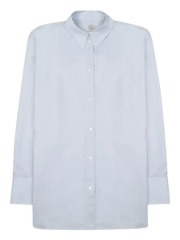 TOTEME Linen Blend Button-up Shirt - Azure