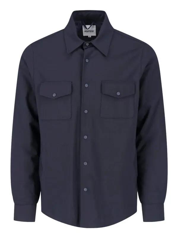 Aspesi Button-front Overshirt With Chest Pockets - Blue