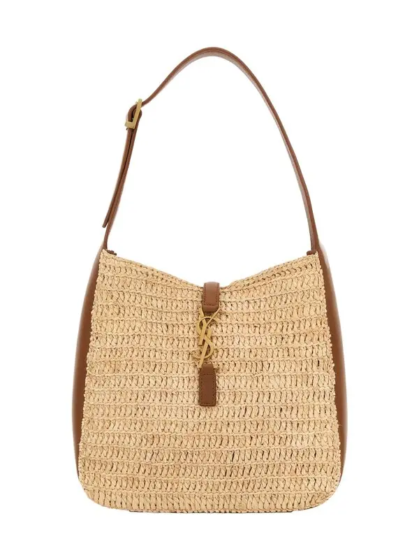 Saint Laurent Raffia Mini Le 5 À 7 Shoulder Handbag - Beige O Tan