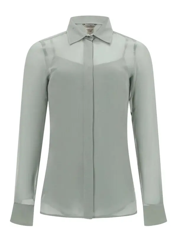 Max Mara Silk Sheer Button-front Shirt - Green