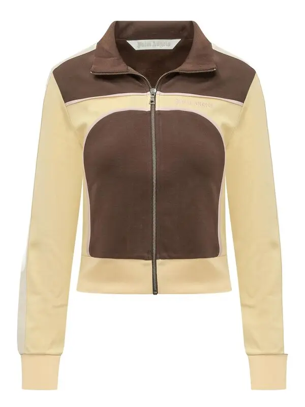 Palm Angels Contrasting Panel Zip-up Track Jacket - Brown-light Yellow