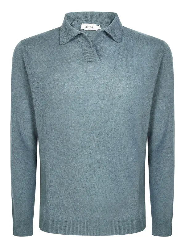 Altea Open-collar Polo Sweater In Cashmere & Merino Wool - Verde