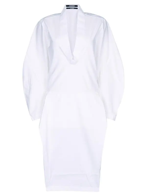 Jacquemus Dove Wrap Midi Dress - White