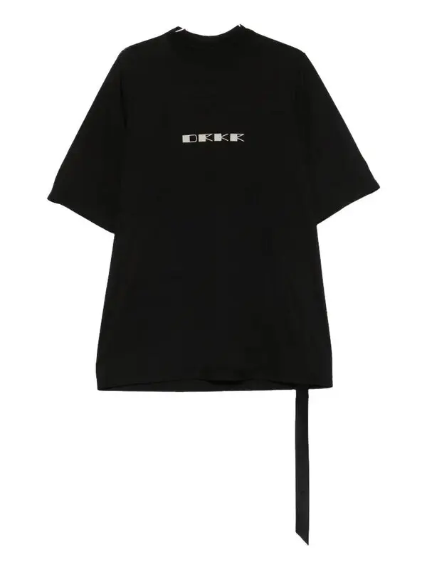 Rick Owens Jumbo Cotton T-shirt With Ribbed Crew Neck And Graphic Print - Nero