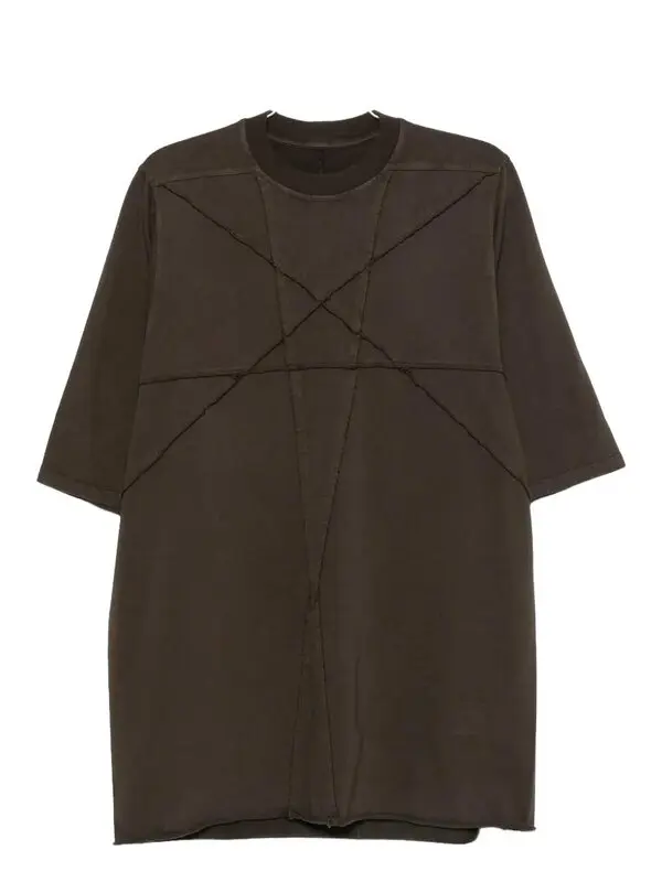 Rick Owens Cotton Crew Neck Tee With Three-quarter Sleeves And Oversized Fit - Grigio