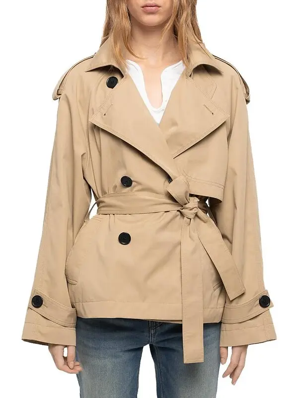 Zadig&Voltaire Belted Cotton Trench Jacket - Latte