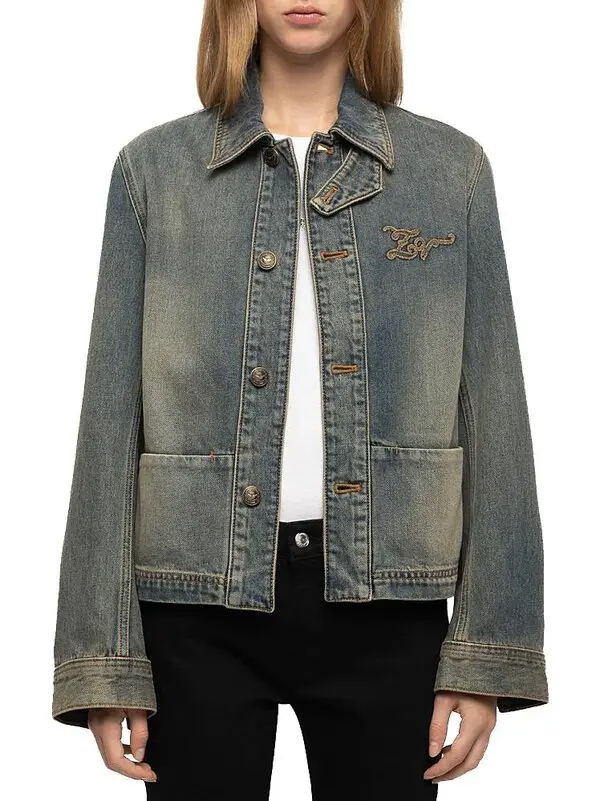 Zadig&Voltaire Lessa Embroidered Denim Jacket - Medium Blue