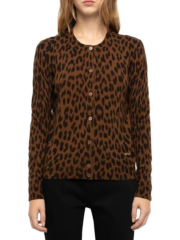 Zadig&Voltaire Missya Printed Wool & Cashmere Cardigan - Caramel