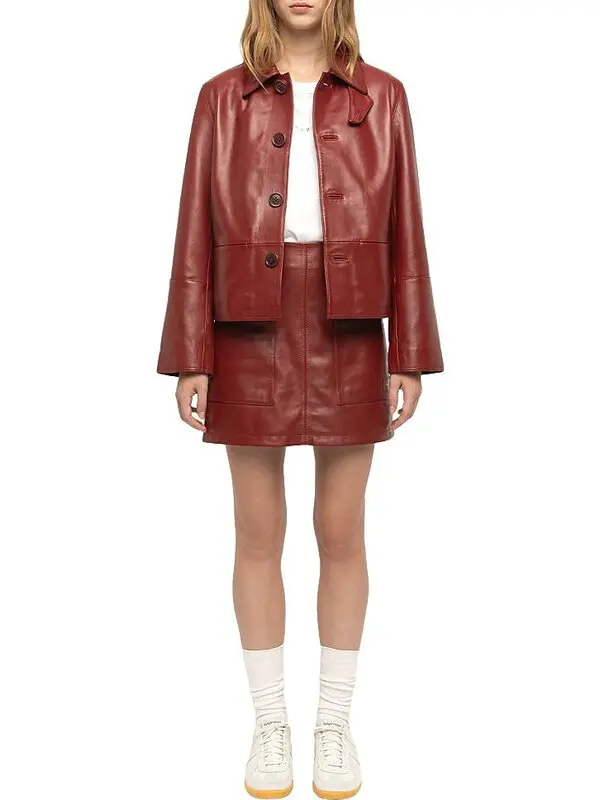 Zadig&Voltaire Lessa Leather Jacket - Cherry