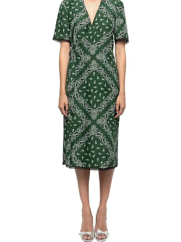 Zadig&Voltaire Reforme Silk Printed Wrap Dress - Meadow