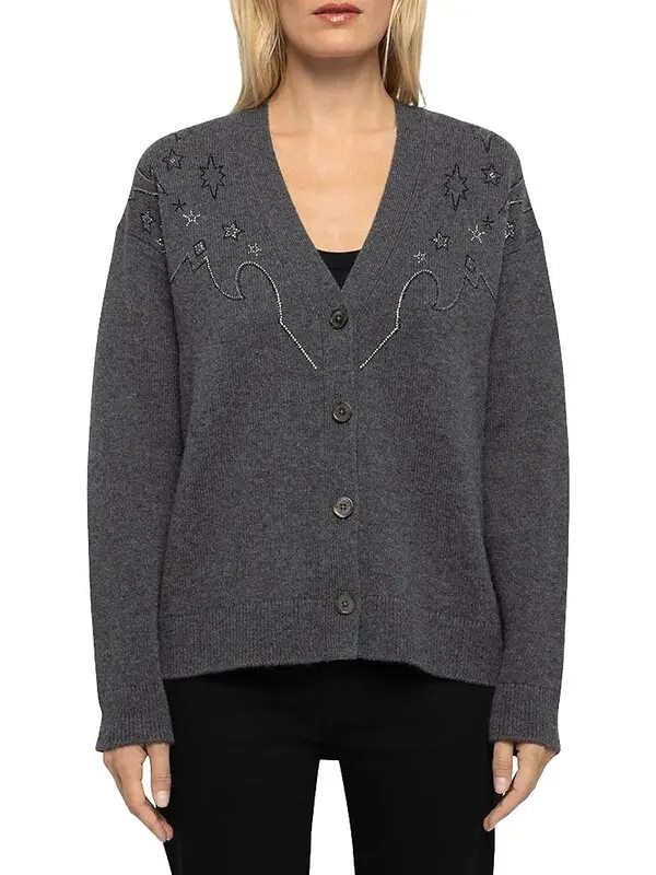 Zadig&Voltaire Mikyz Cashmere Embellished Cardigan - Anthracite