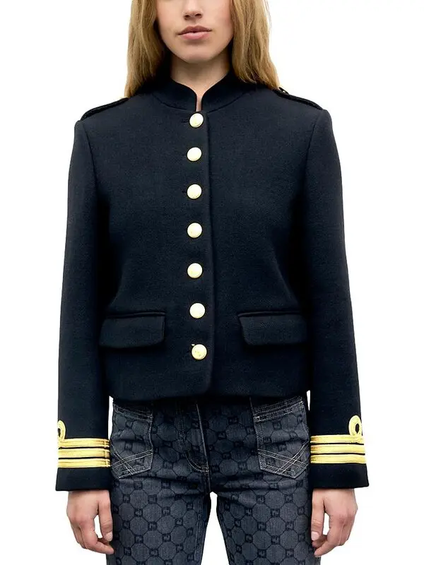 Gerard Darel Joslyn Military Button Front Jacket - Black