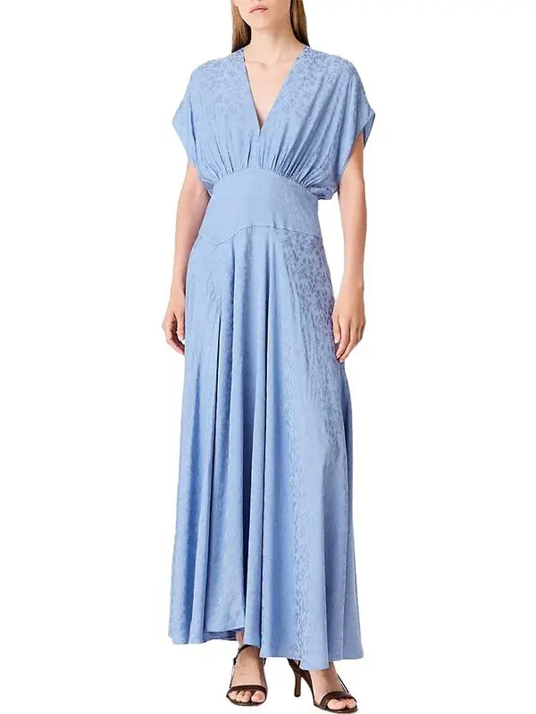 Maje Ridan Jacquard Print Maxi Dress - Light Blue